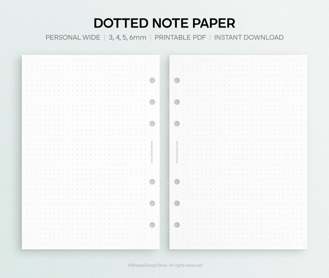 Dotted Note Paper Printable | Personal Wide Dotted Paper, Writing Paper ...