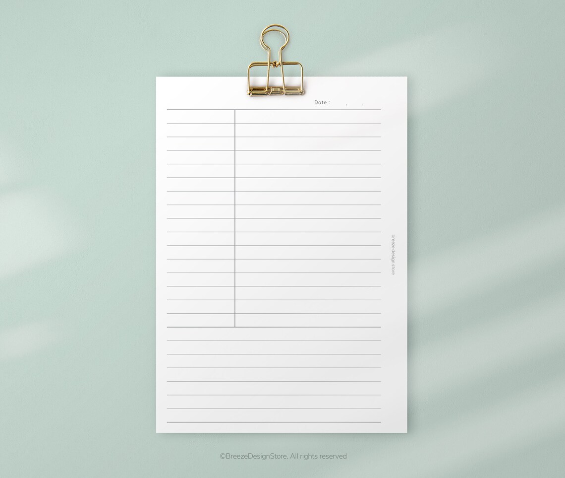 Cornell Note Paper Printable Personal Wide Cornell Paper, Cornell Notes ...