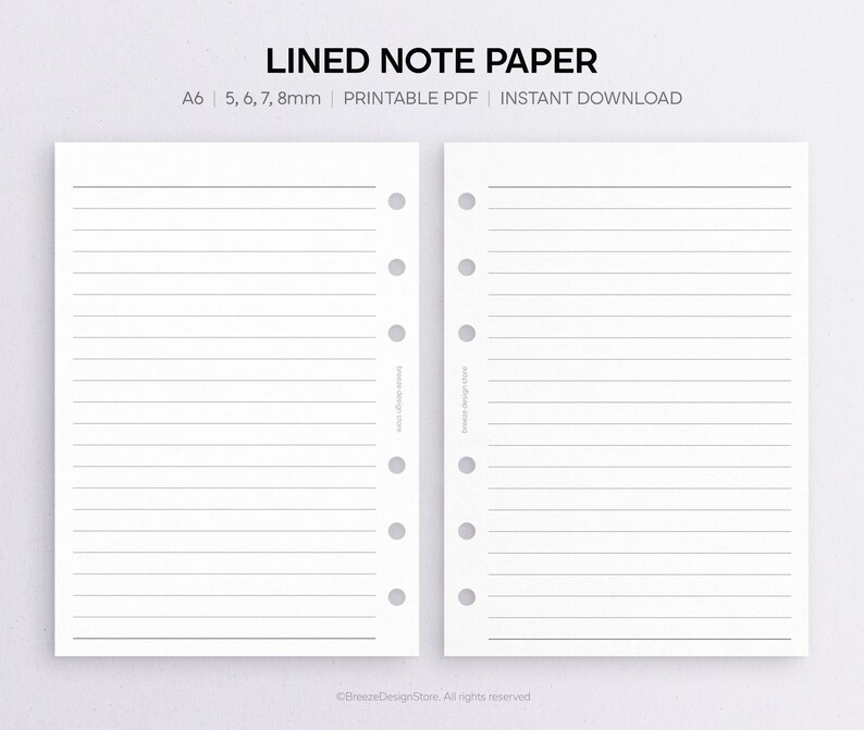 Lined Note Paper Printable | A6 Lined Paper, Lined Notes, Writing Paper ...