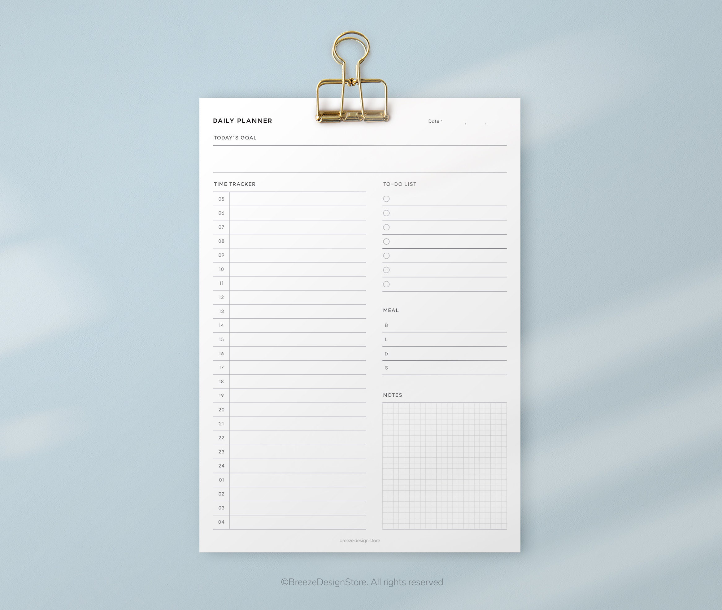 Undated Daily Planner Printable A4 & Letter Daily Printable, Day on One ...