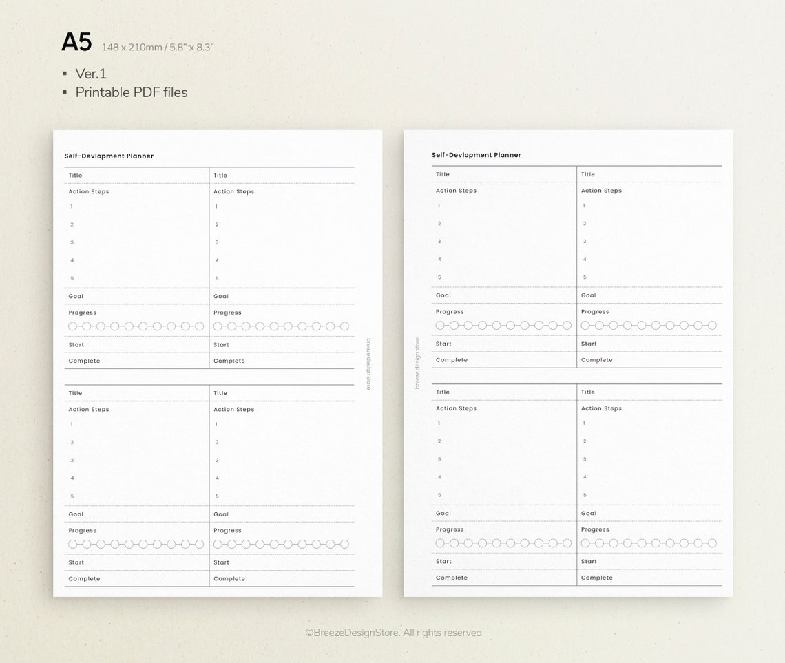 Self-development Planner Printable A5 Self-development Planner ...