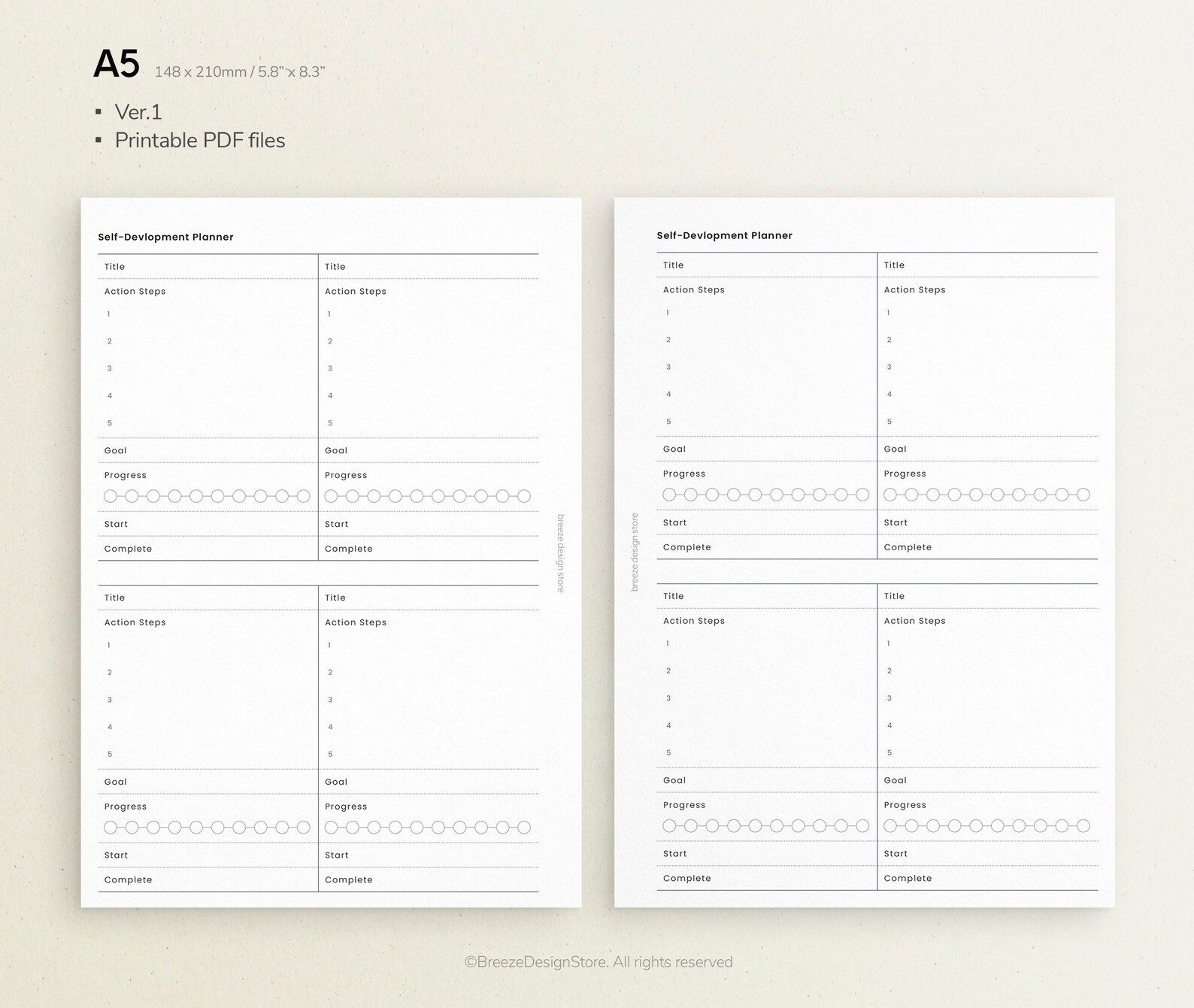 Self-development Planner Printable A5 Self-development Planner ...