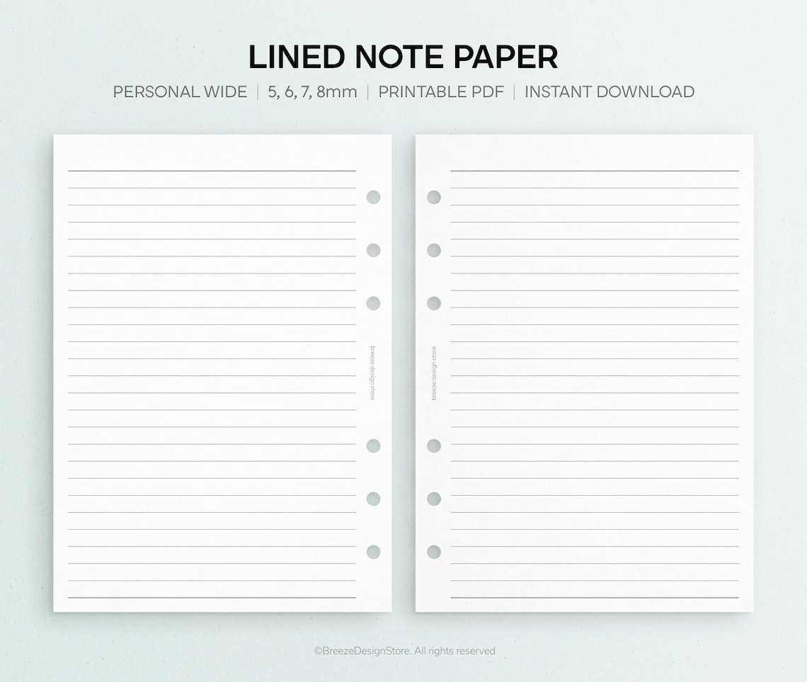 Lined Note Paper Printable | Personal Wide Lined Paper, Lined Notes ...