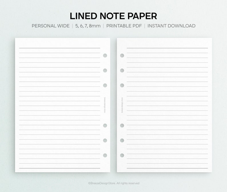 Lined Note Paper Printable | Personal Wide Lined Paper, Lined Notes ...