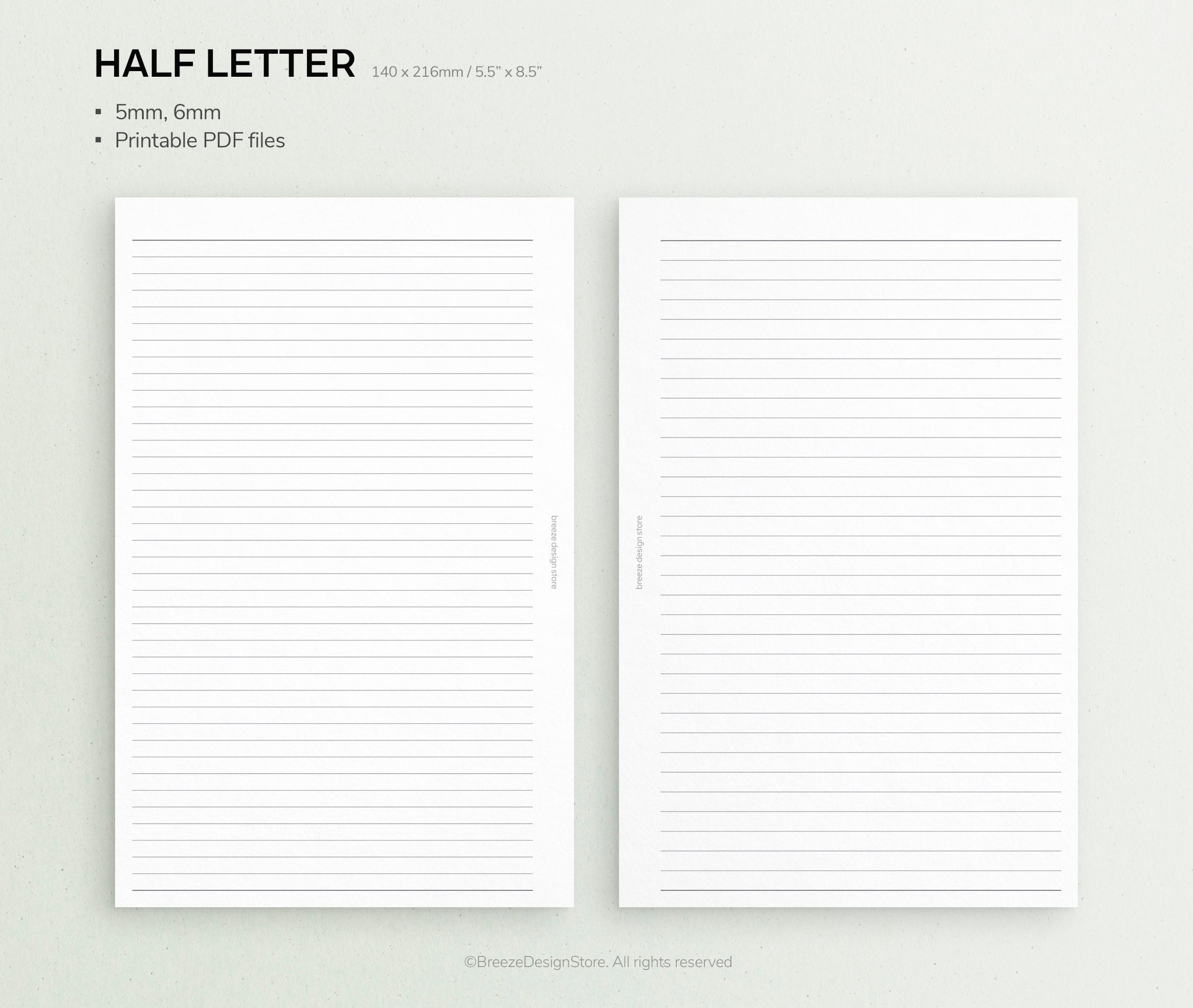 Lined Note Paper Printable | Half Letter Lined Paper, Lined Notes ...