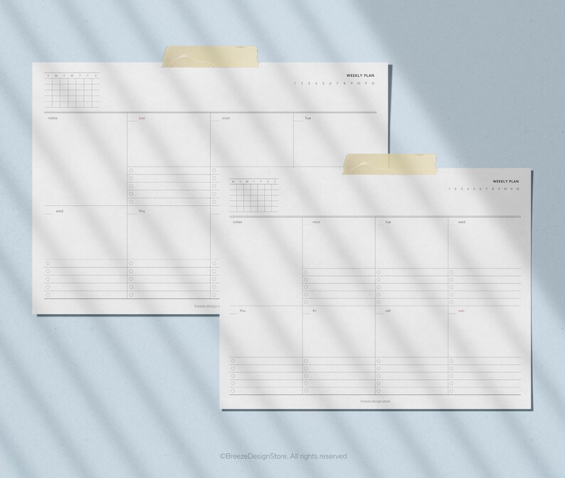 Undated Weekly Planner Printable A4 & Letter Weekly - Etsy