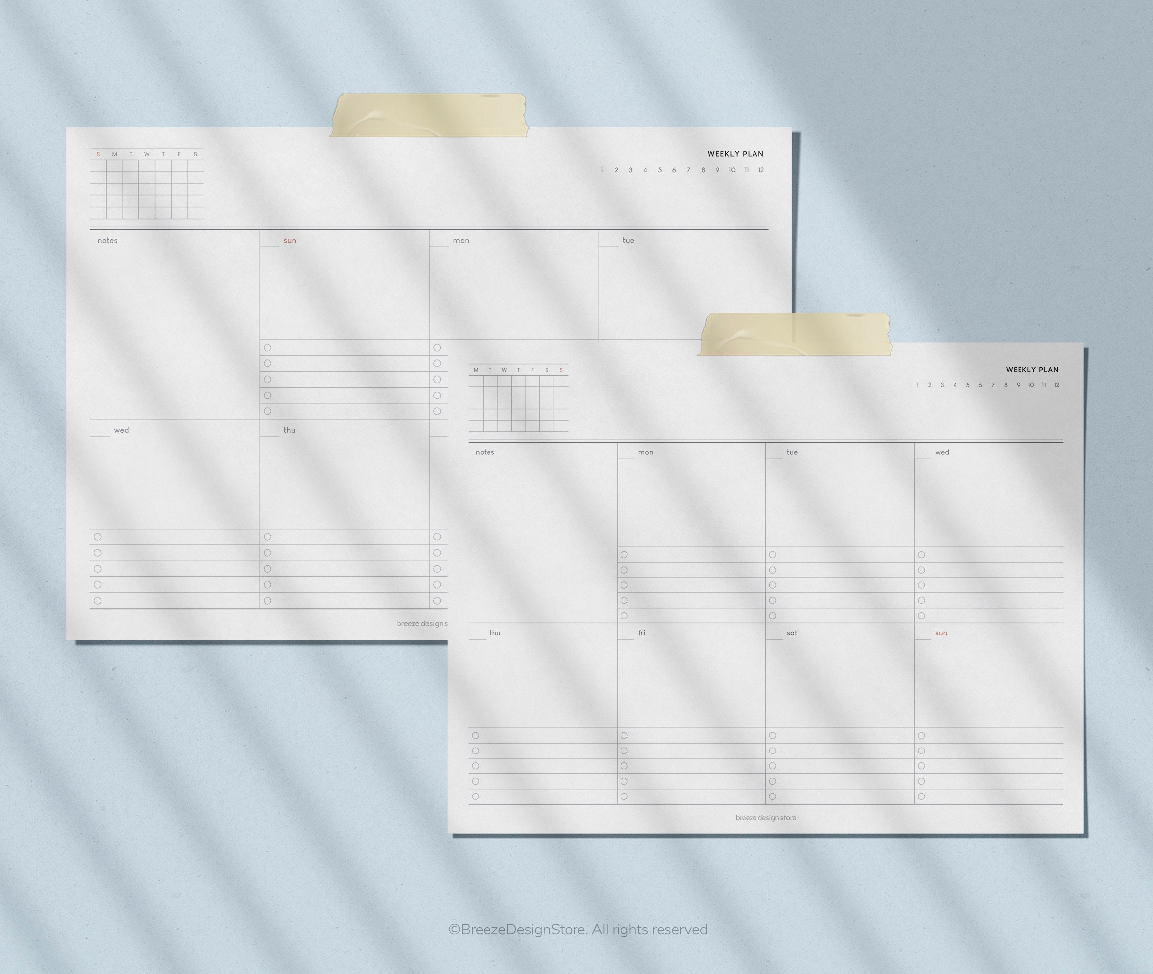 Undated Weekly Planner Printable A4 & Letter Weekly - Etsy