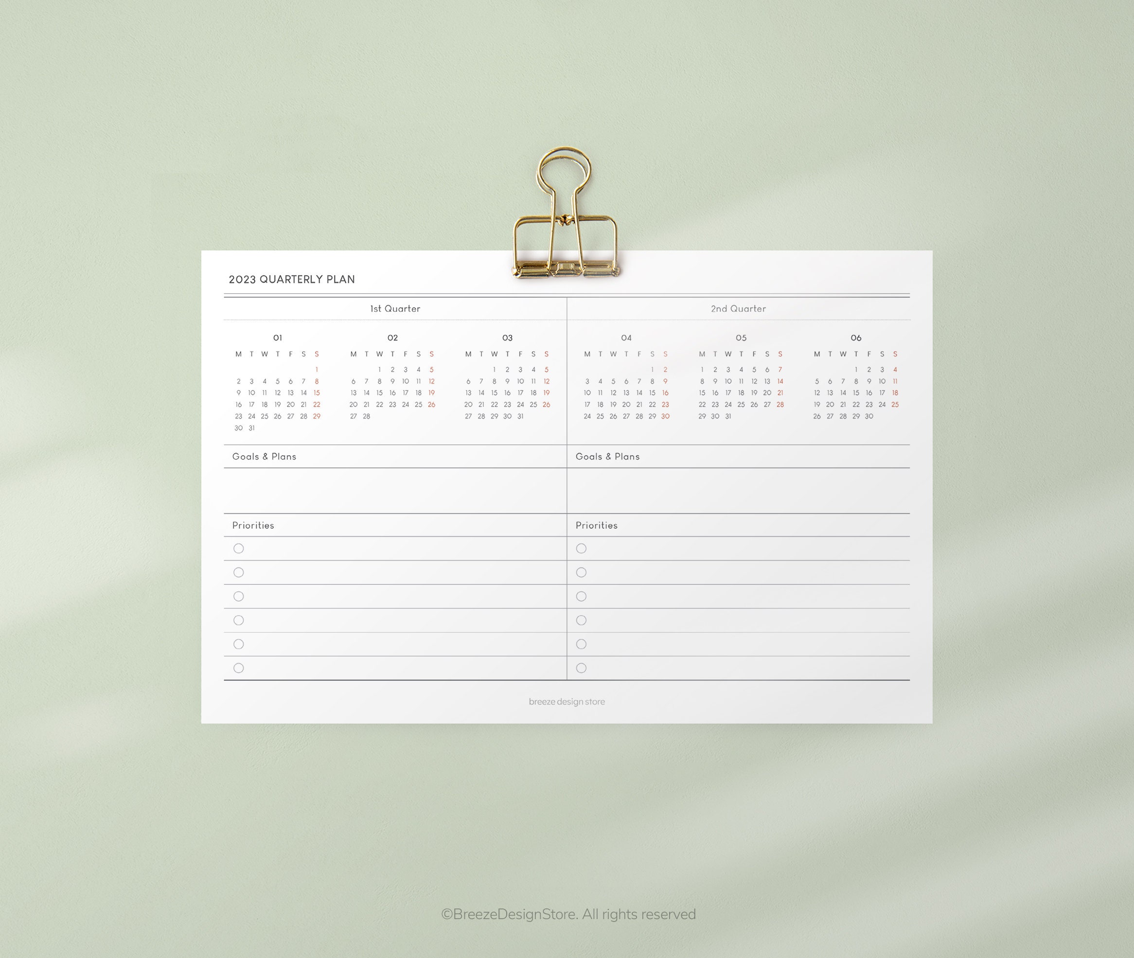 2023 Quarterly Planner Printable Half Letter Quarterly - Etsy