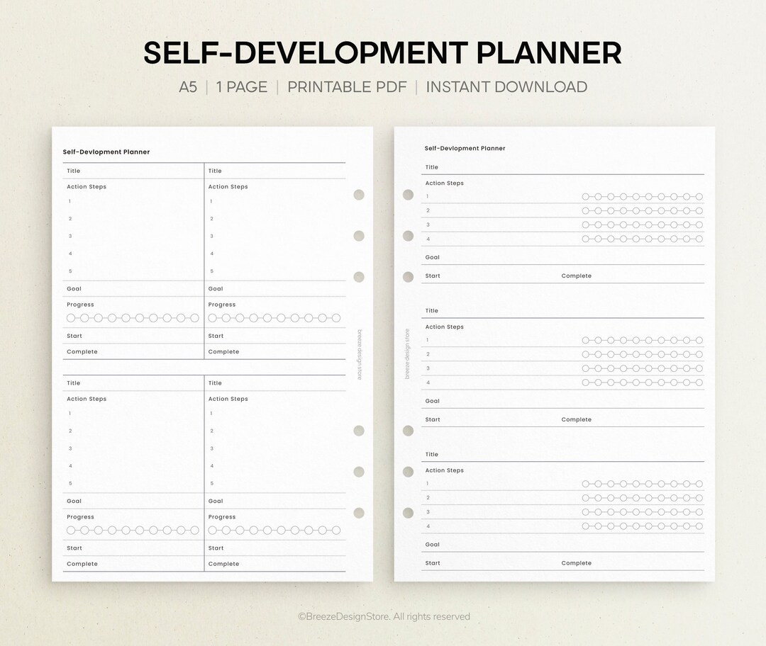 Self-development Planner Printable | A5 Self-development Planner ...