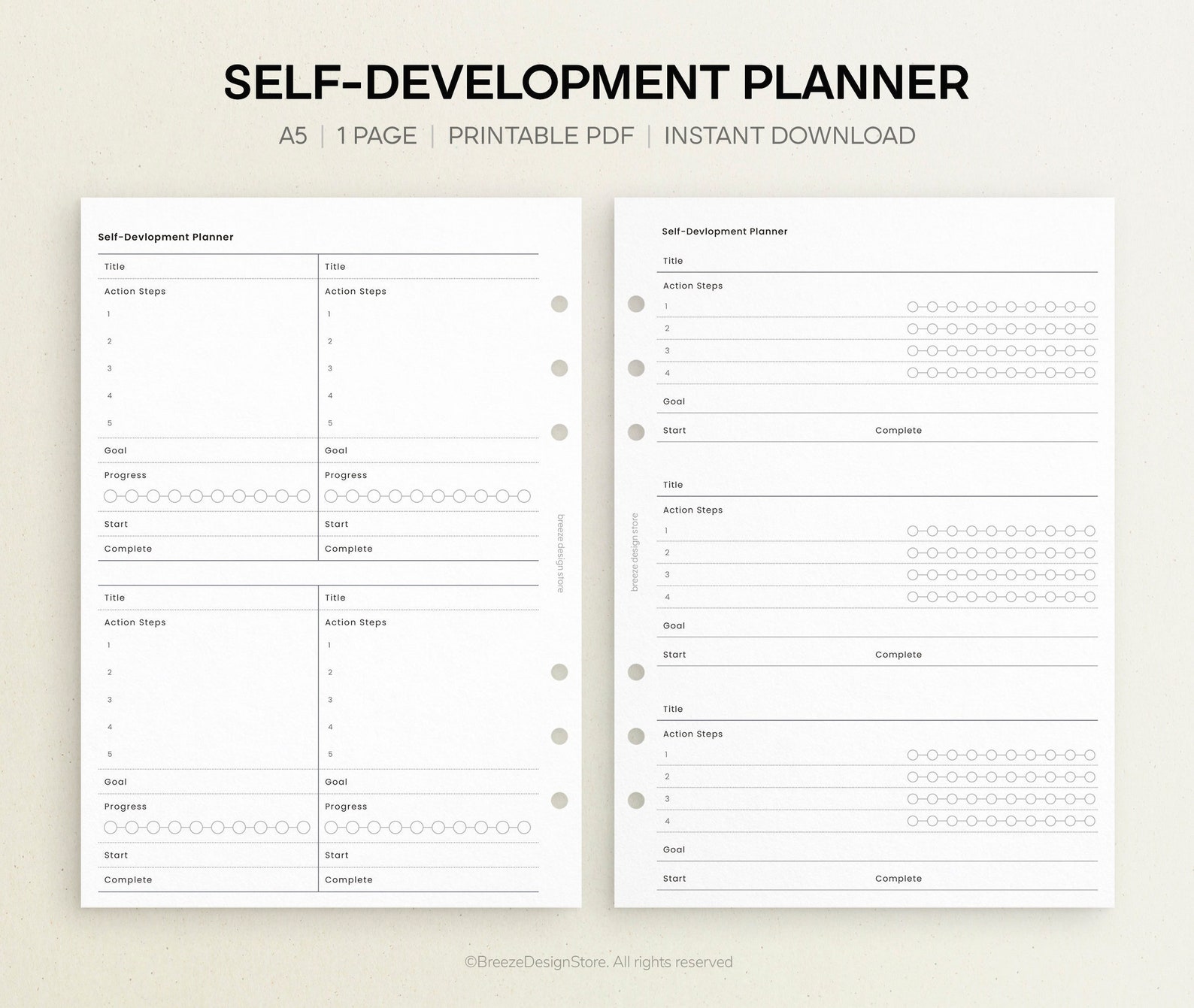 Self-development Planner Printable | A5 Self-development Planner ...