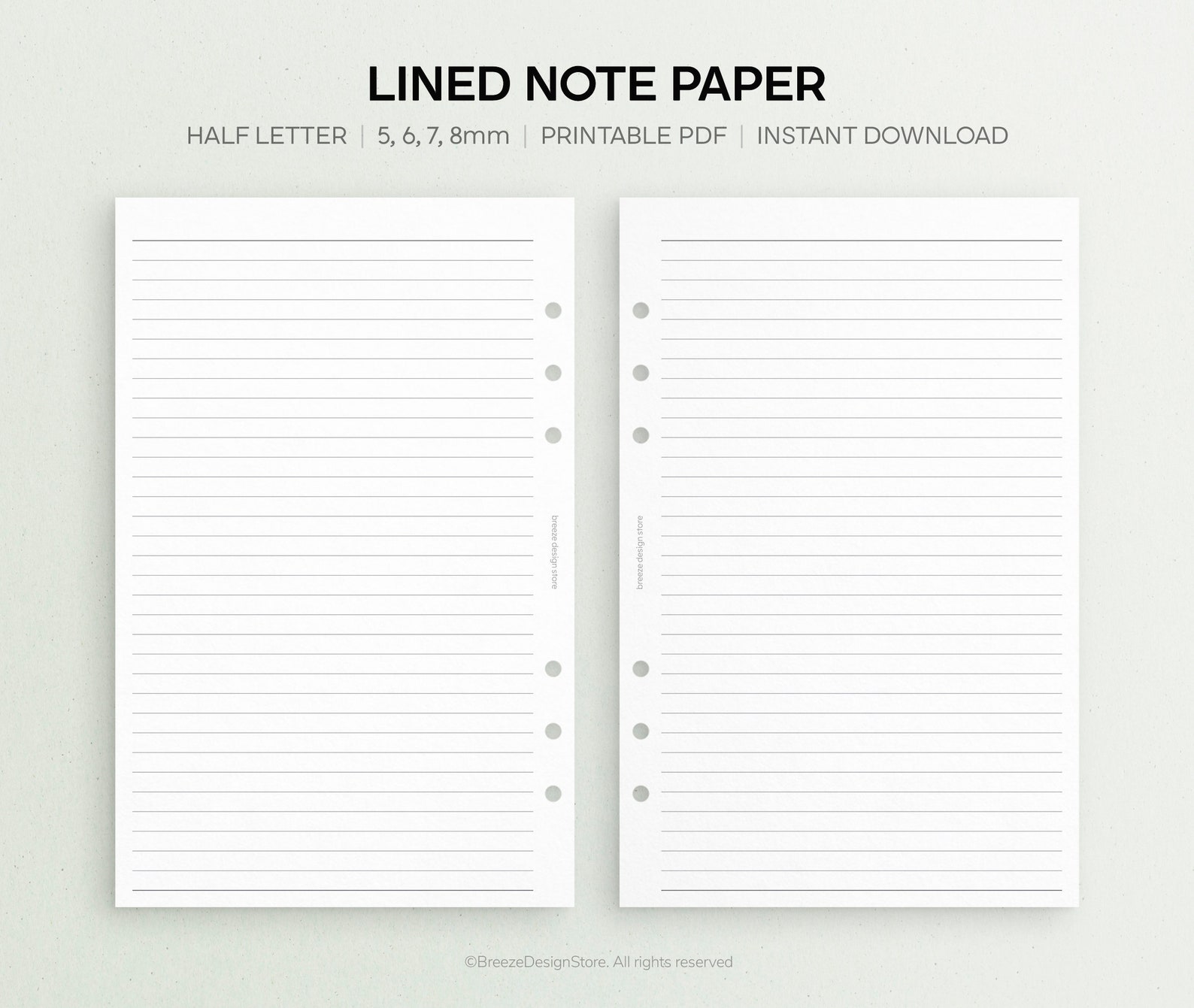 Lined Note Paper Printable | Half Letter Lined Paper, Lined Notes ...