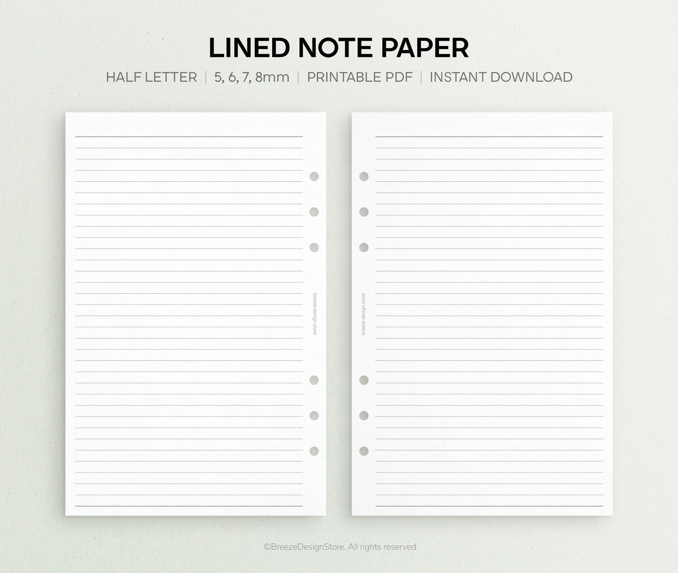 Lined Note Paper Printable | Half Letter Lined Paper, Lined Notes ...