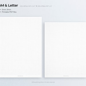 Grid Note Paper Printable A4 & Letter Grid Paper, Grid Notes, Writing ...