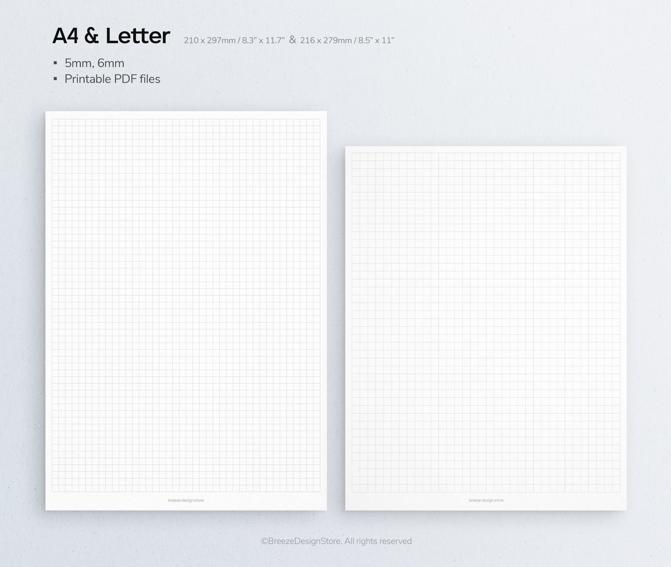 Grid Note Paper Printable A4 & Letter Grid Paper, Grid Notes, Writing ...