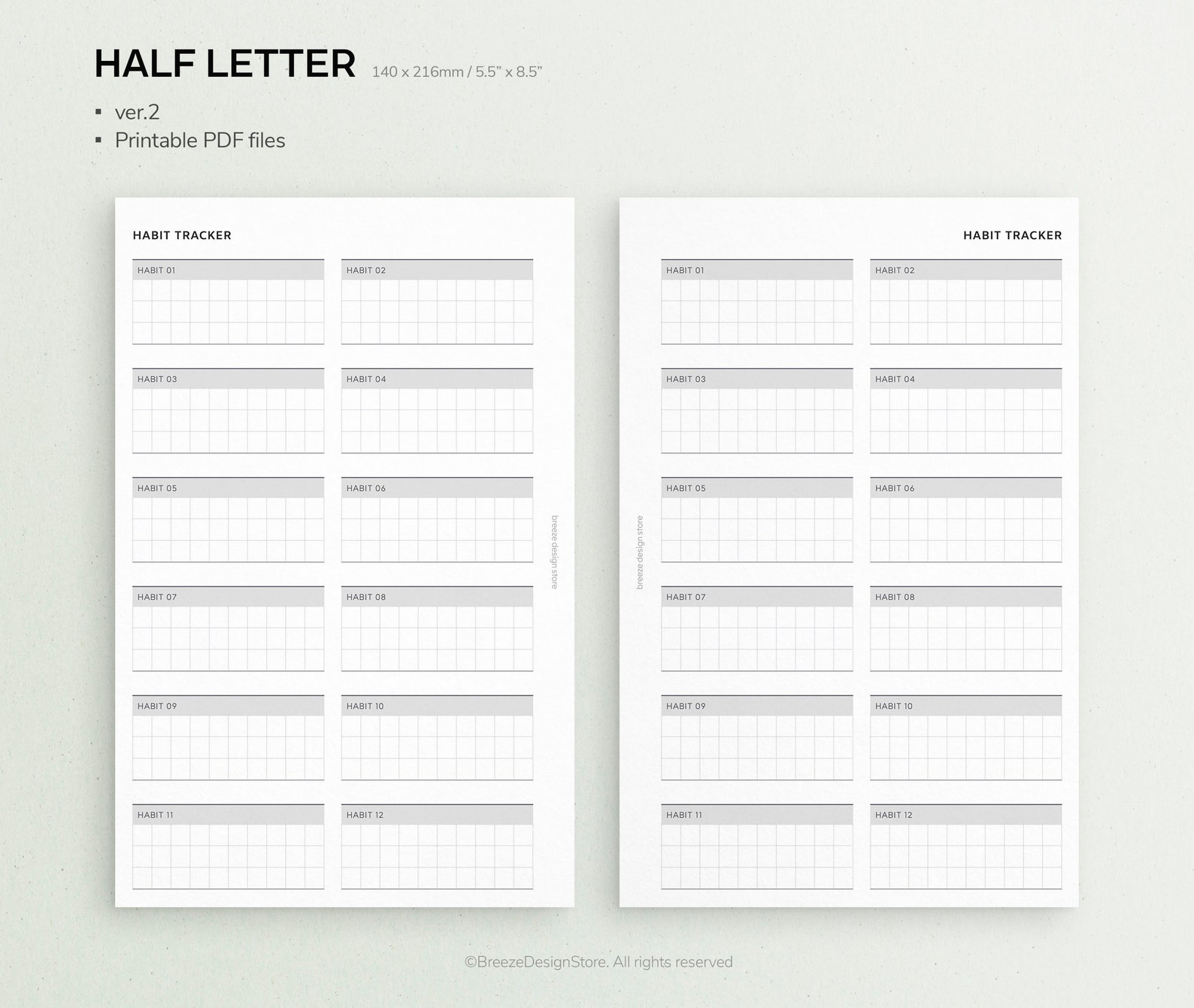 30 Day Habit Tracker Printable Half Letter Habit Tracker, Goal Tracker ...