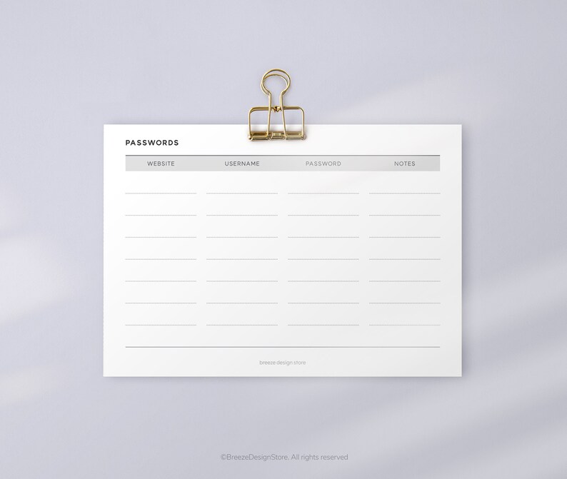 Password Tracker Printable A6 Password Tracker, Password Log, Printable ...