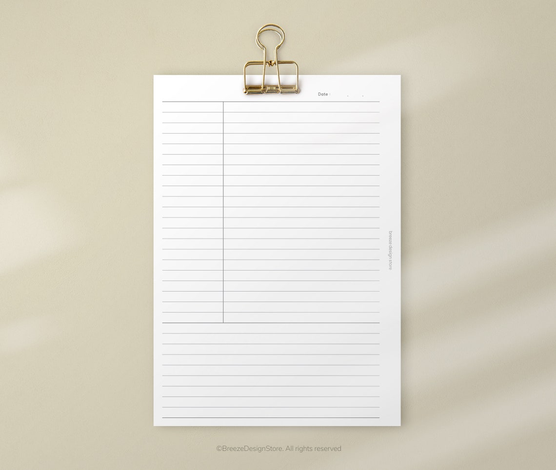 Cornell Note Paper Printable A5 Cornell Paper, Cornell Notes, Writing ...
