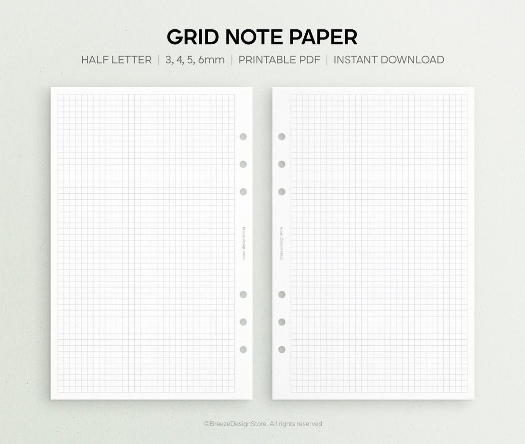 Grid Note Paper Printable Half Letter Grid Paper, Grid Notes, Writing ...