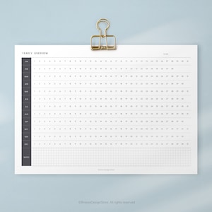 Yearly Overview Year at a Glance, A4 Yearly Printable, Year on One Page ...