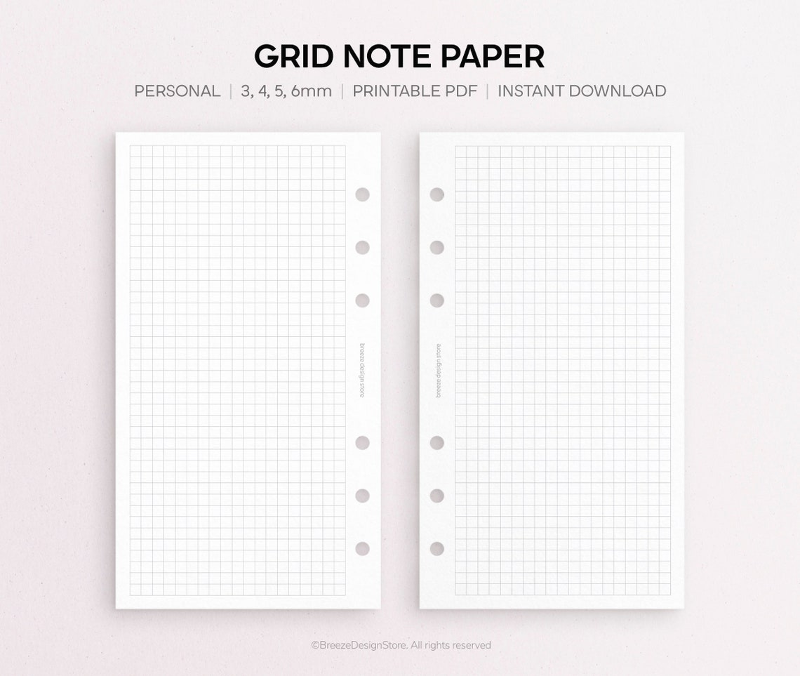 Grid Note Paper Printable Personal Grid Paper, Grid Notes, Writing ...
