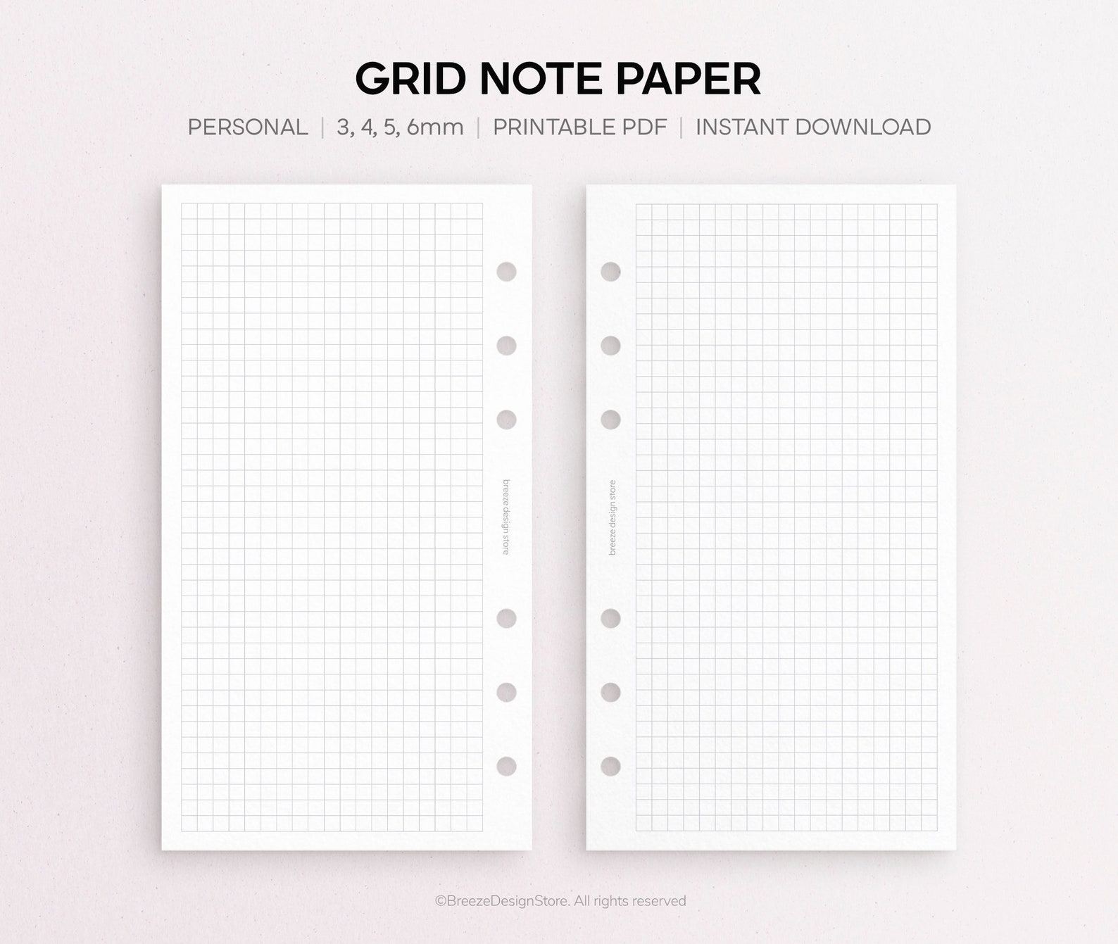 Grid Note Paper Printable Personal Grid Paper, Grid Notes, Writing ...