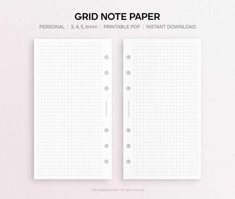 Grid Note Paper Printable Personal Grid Paper, Grid Notes, Writing ...