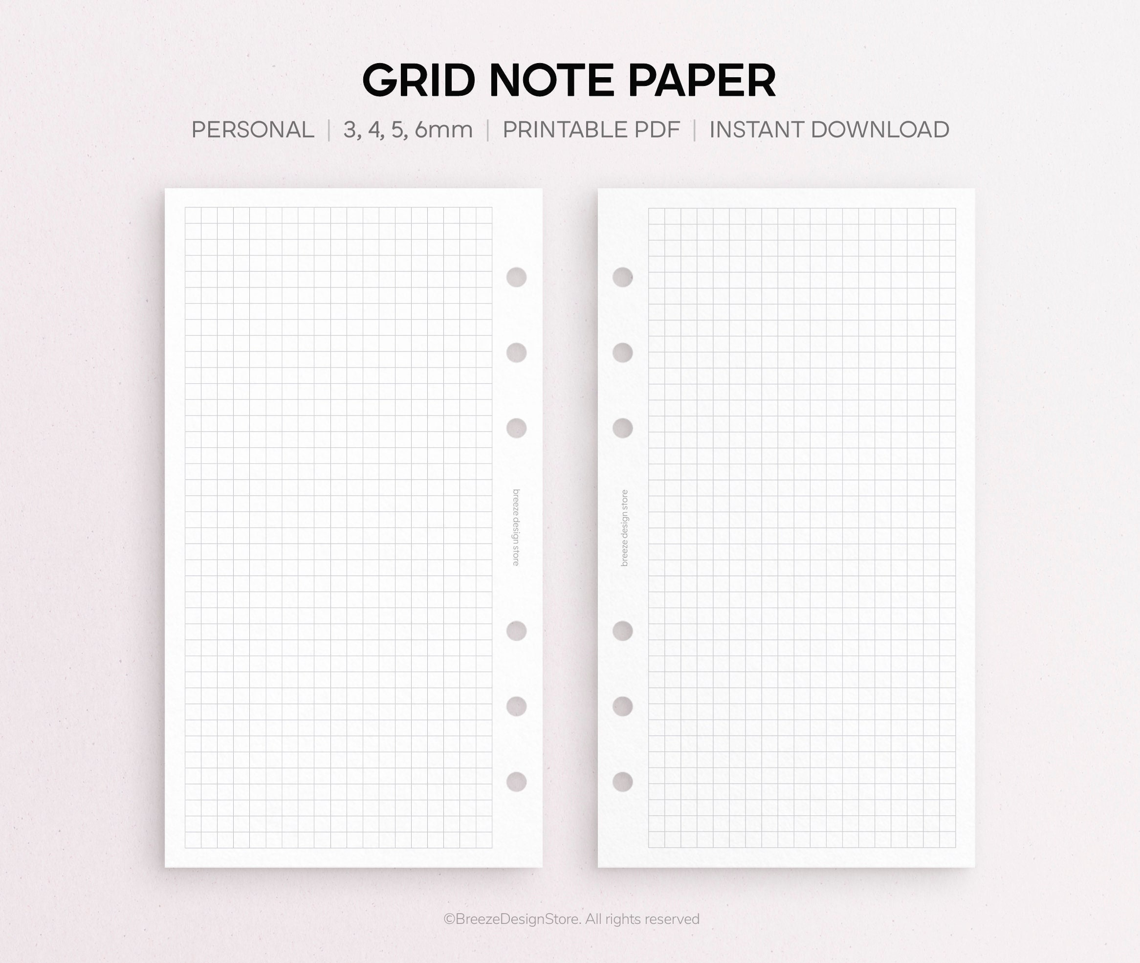 Grid Note Paper Printable Personal Grid Paper, Grid Notes, Writing ...