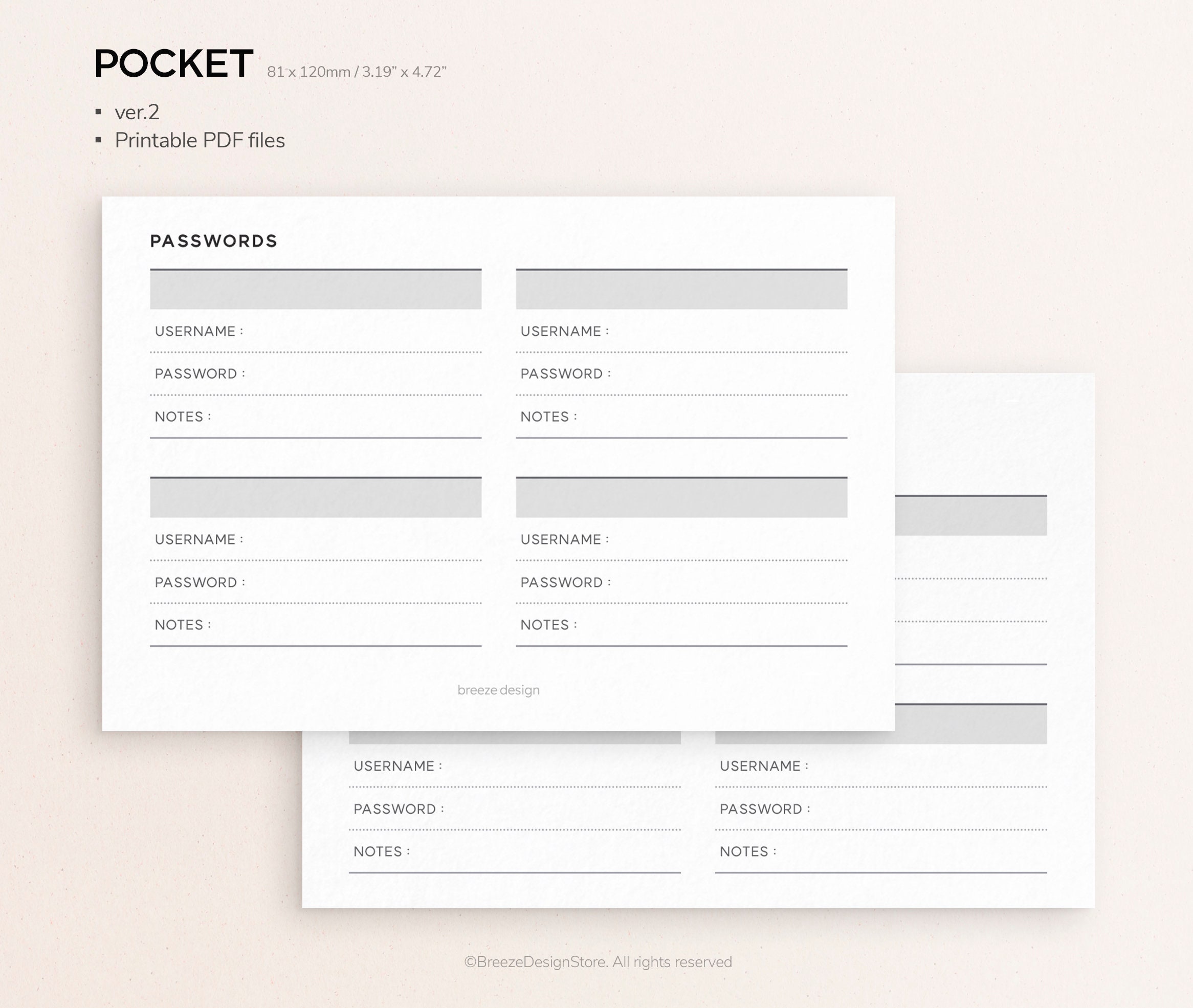 Password Tracker Printable Pocket Password Tracker, Password Log ...