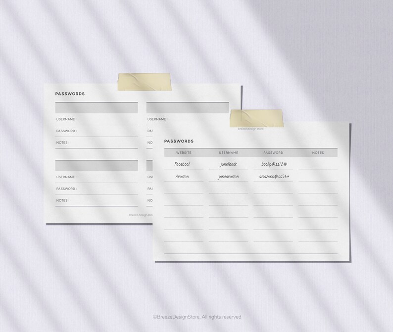 Password Tracker Printable A6 Password Tracker, Password Log, Printable ...