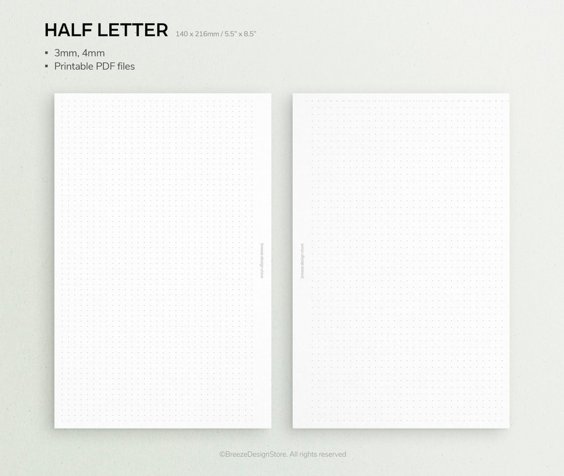 Dotted Note Paper Printable | Half Letter Dotted Paper, Dotted Notes ...