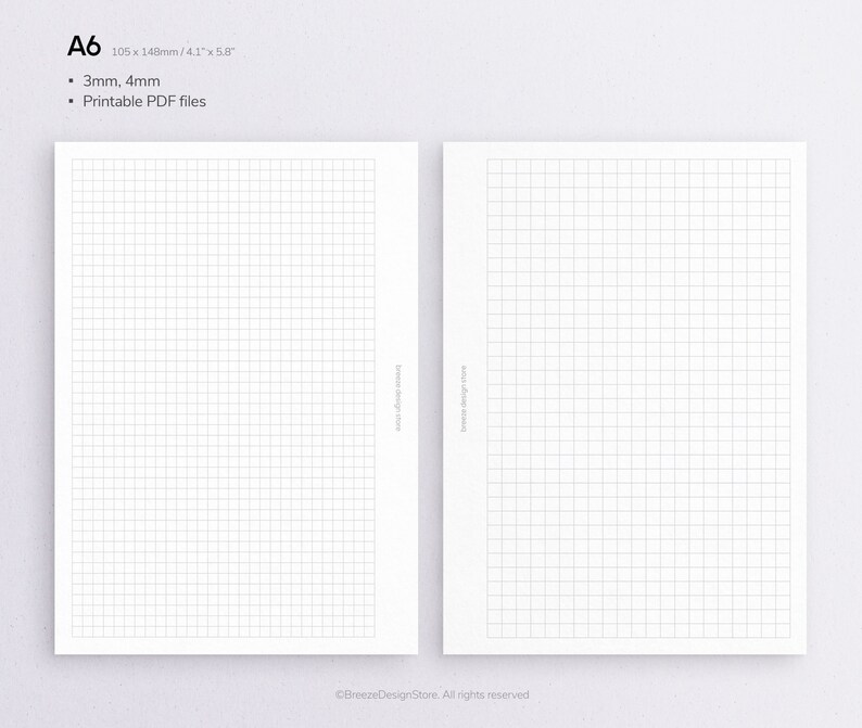 Grid Note Paper Printable | A6 Grid Paper, Grid Notes, Writing Paper ...