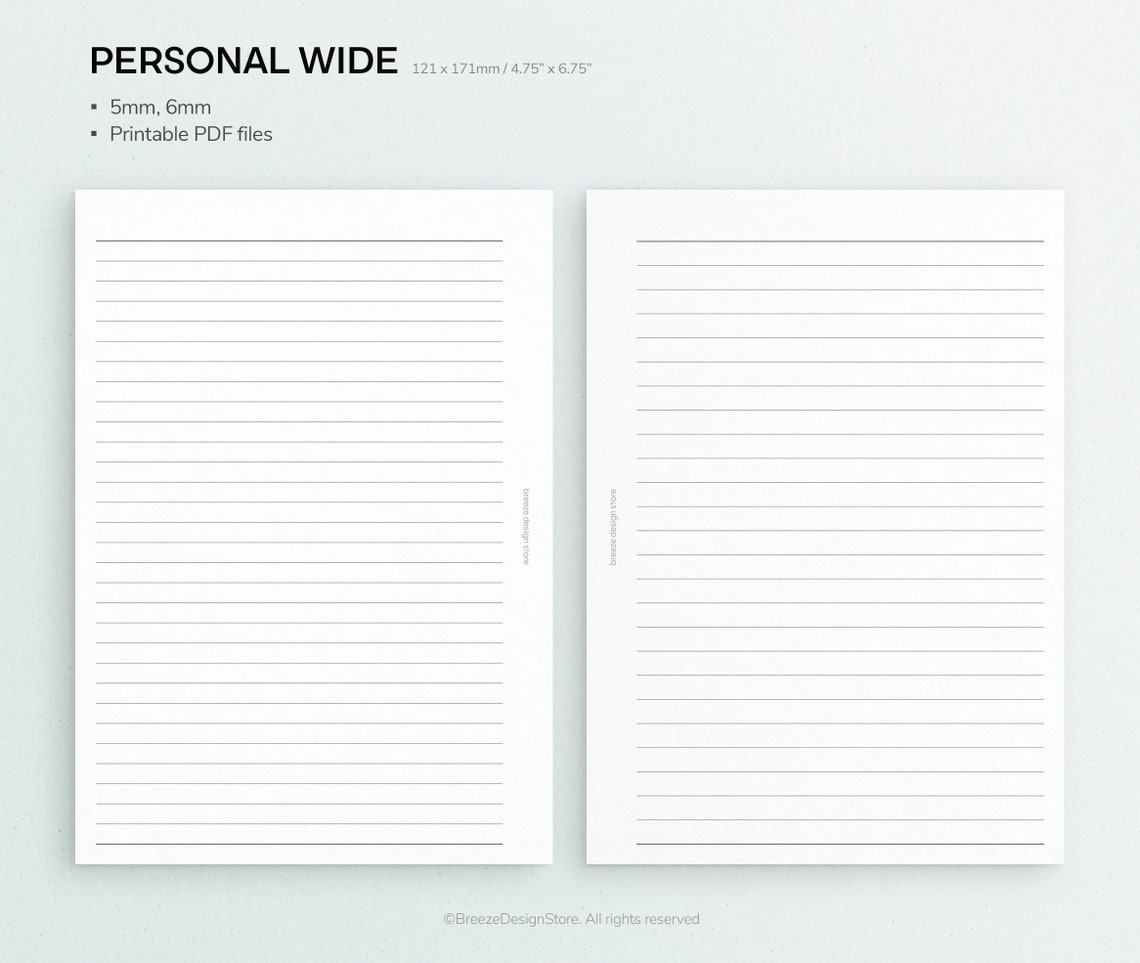 Lined Note Paper Printable | Personal Wide Lined Paper, Lined Notes ...