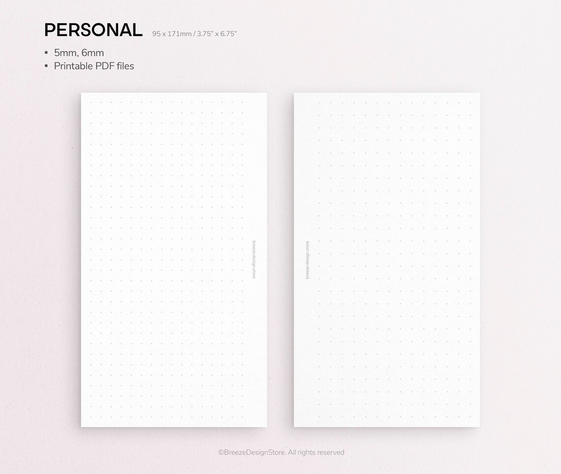Dotted Note Paper Printable Personal Dotted Paper, Dotted Notes ...