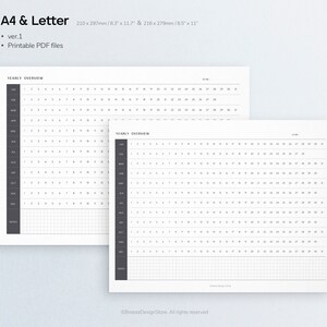 Yearly Overview Year at a Glance, A4 Yearly Printable, Year on One Page ...