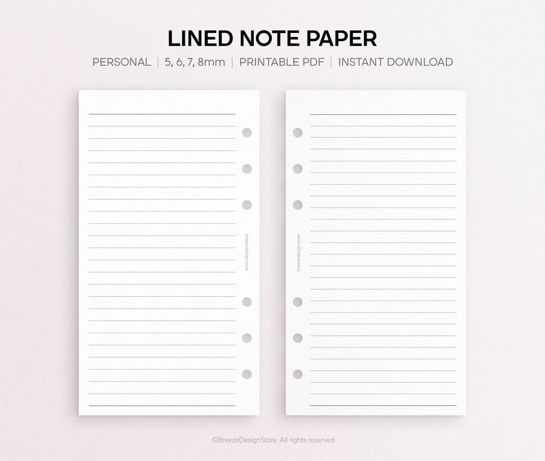 Lined Note Paper Printable | Personal Lined Paper, Lined Notes, Writing ...