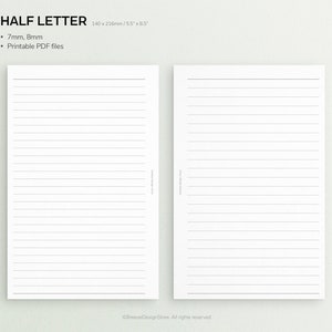 Lined Note Paper Printable | Half Letter Lined Paper, Lined Notes ...
