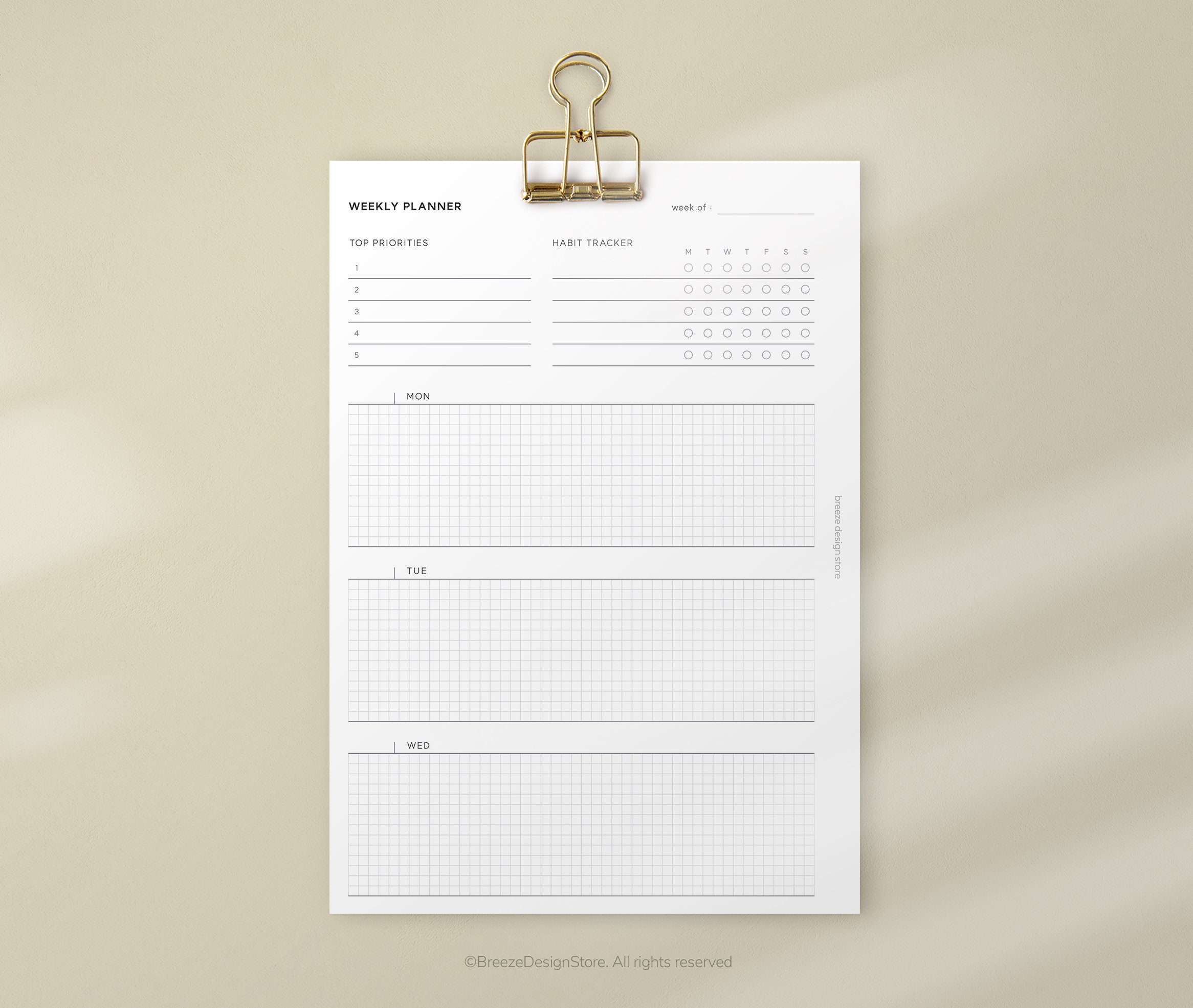 Undated Weekly Planner Printable A5 Weekly Printable, Week on Two Pages ...