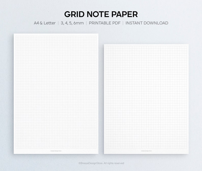 Grid Note Paper Printable A4 & Letter Grid Paper Grid - Etsy