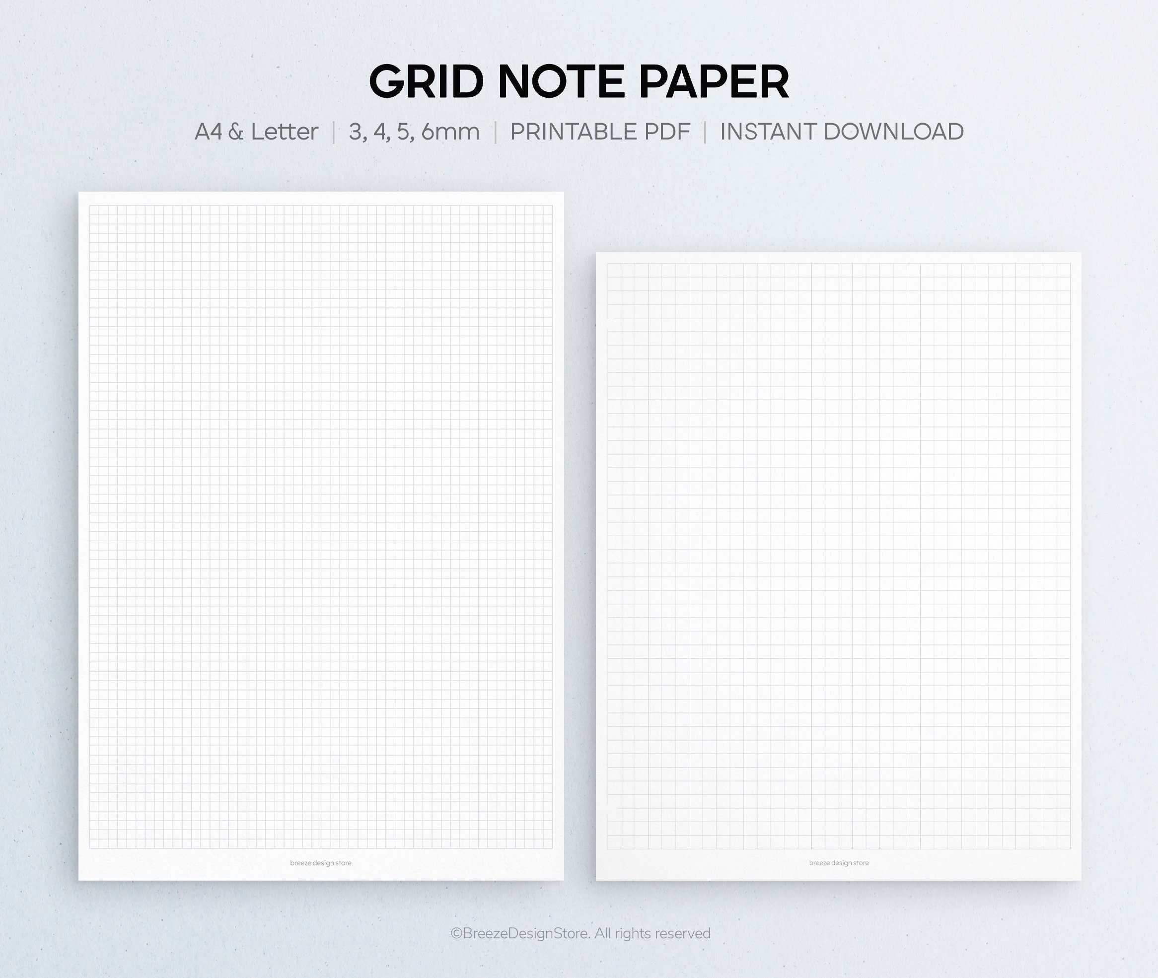 Grid Note Paper Printable A4 & Letter Grid Paper, Grid Notes, Writing ...