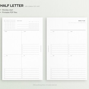 Undated Weekly Planner Printable Half Letter Weekly Printable, Week on ...