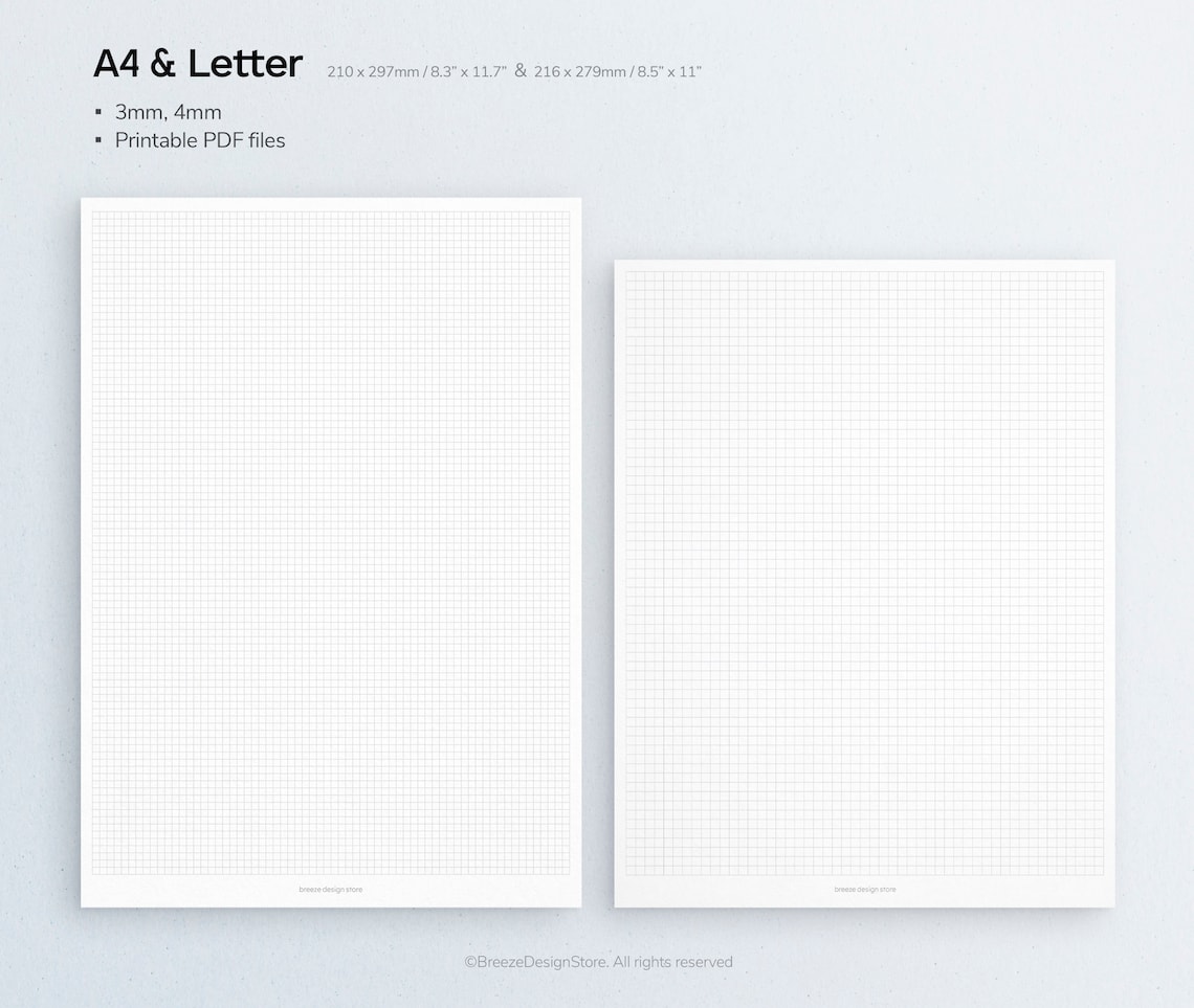 Grid Note Paper Printable A4 & Letter Grid Paper, Grid Notes, Writing ...