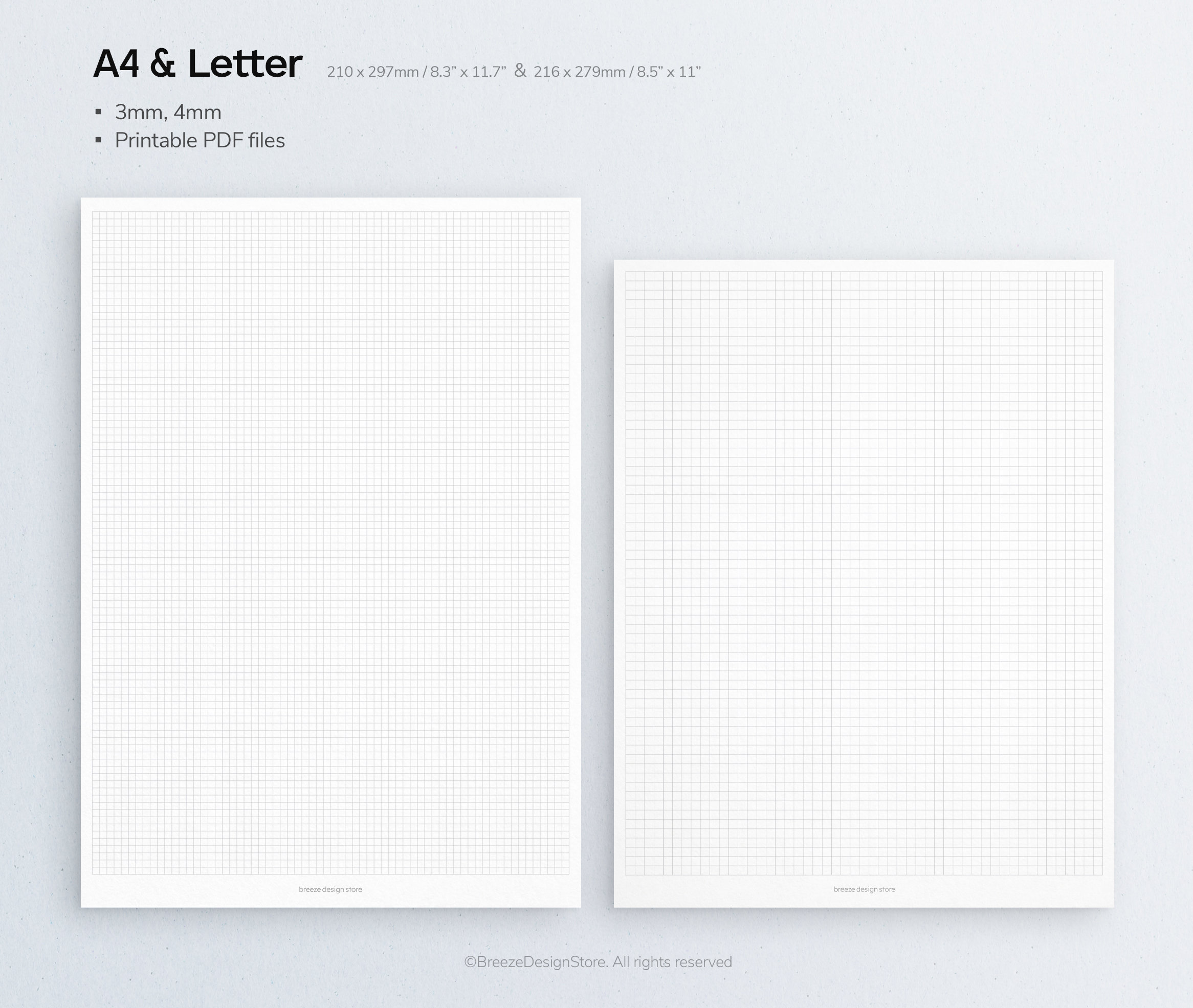 Grid Note Paper Printable A4 & Letter Grid Paper, Grid Notes, Writing ...