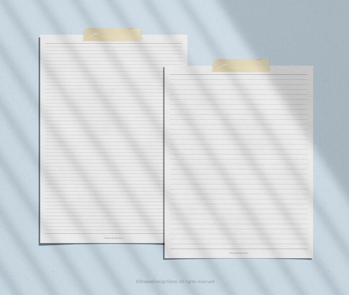 Lined Note Paper Printable A4 & Letter Lined Paper, Lined Notes ...
