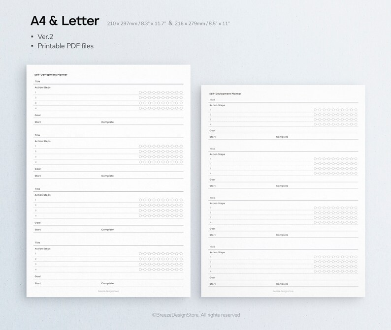 Self-development Planner Printable A4&letter Self-development Planner ...