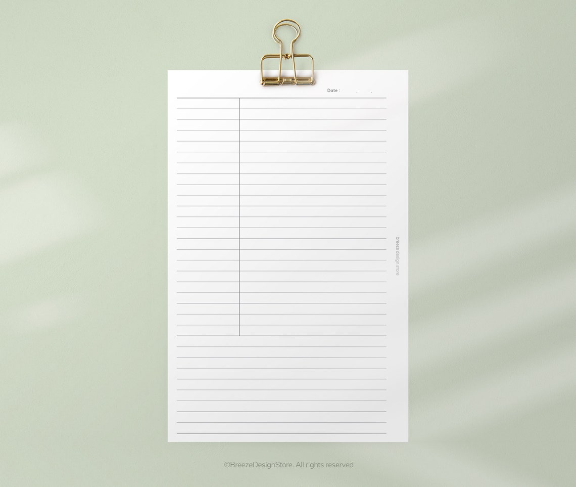 Cornell Note Paper Printable Half Letter Cornell Paper, Cornell Note ...
