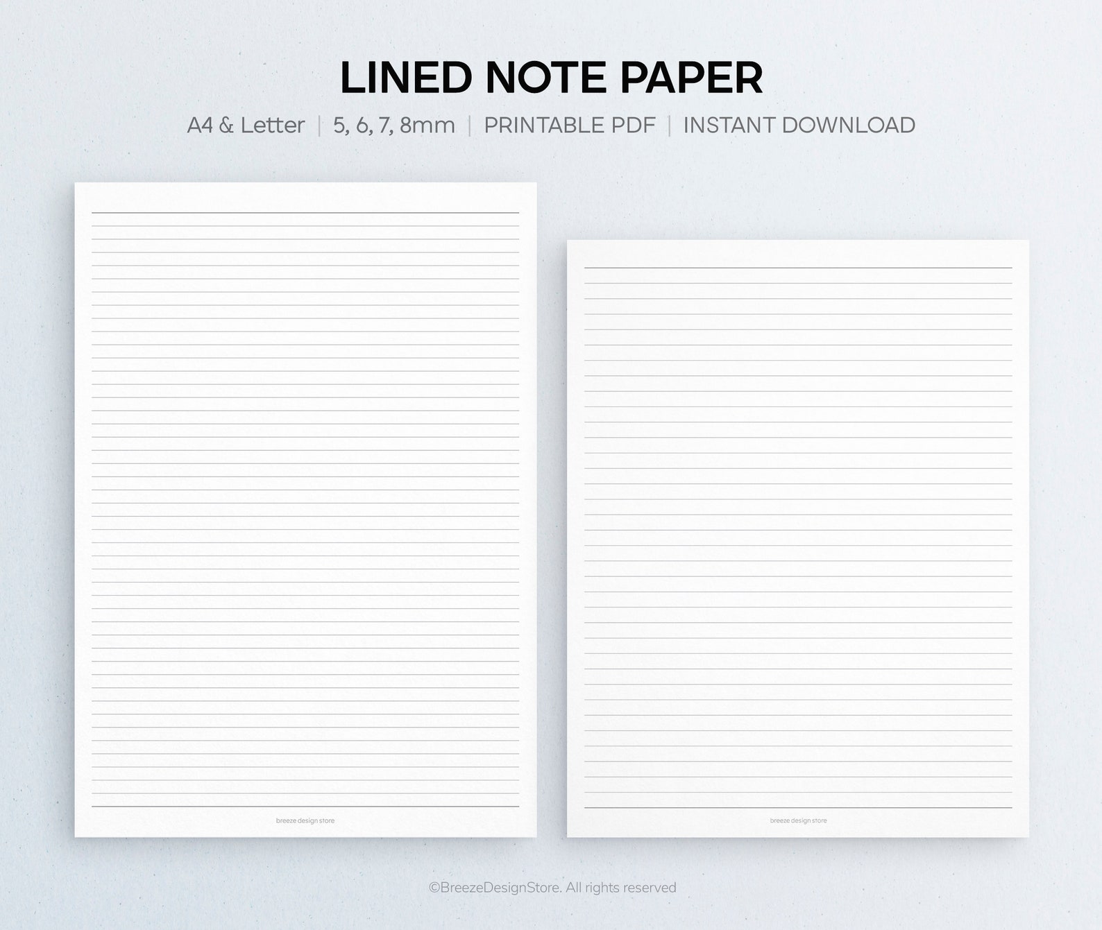 Lined Note Paper Printable | A4 & Letter Lined Paper, Lined Notes ...
