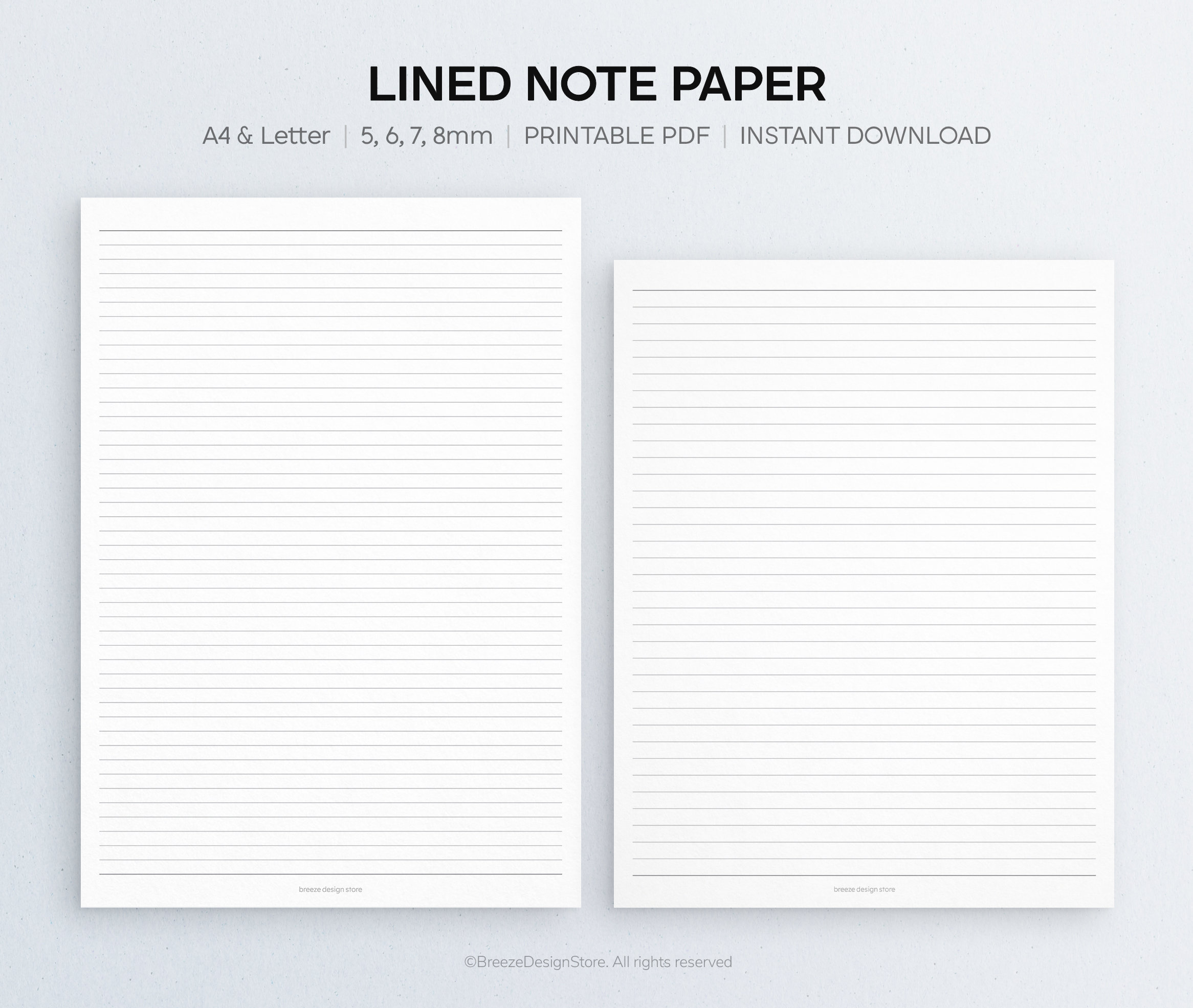 Lined Note Paper Printable | A4 & Letter Lined Paper, Lined Notes ...