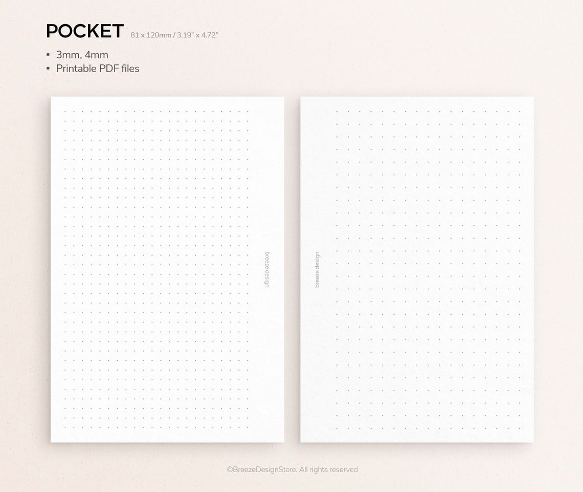 Dotted Note Paper Printable | Pocket Dotted Paper, Dotted Notes ...