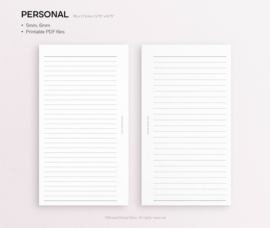 Lined Note Paper Printable Personal Lined Paper, Lined Notes, Writing ...