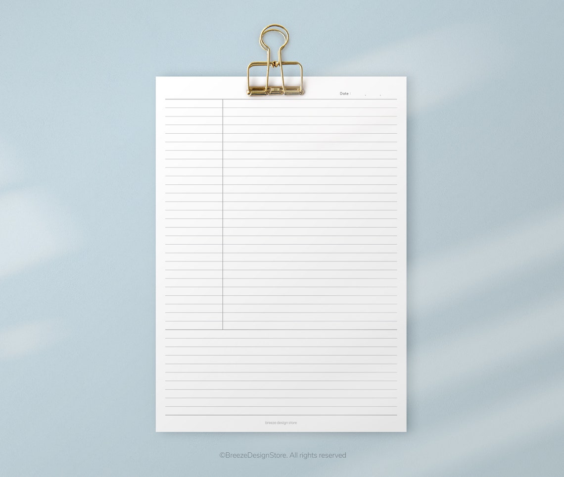Cornell Note Paper Printable A4&letter Cornell Paper, Cornell Notes ...